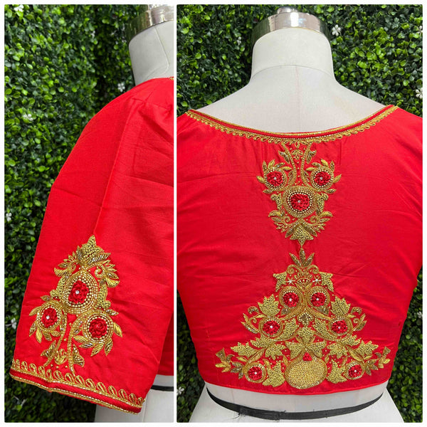 Handwork designer Ari work blouse Red color – SurpriseLadies blouse