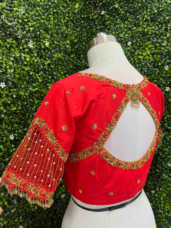 Handwork designer Ari work blouse Red color – SurpriseLadies blouse