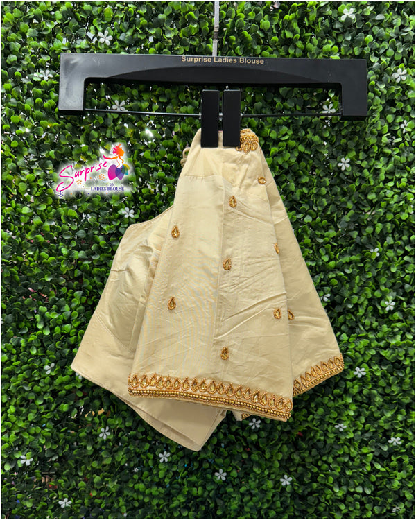 Designer handwork Ari work blouse Cream color – SurpriseLadies blouse