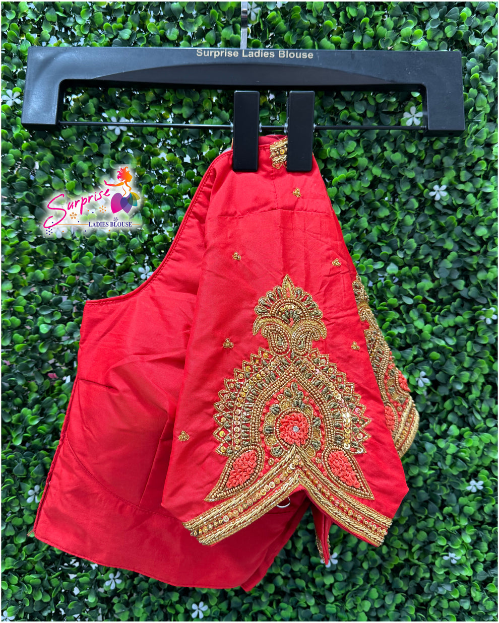 Designer handwork Ari work blouse Red color – SurpriseLadies blouse