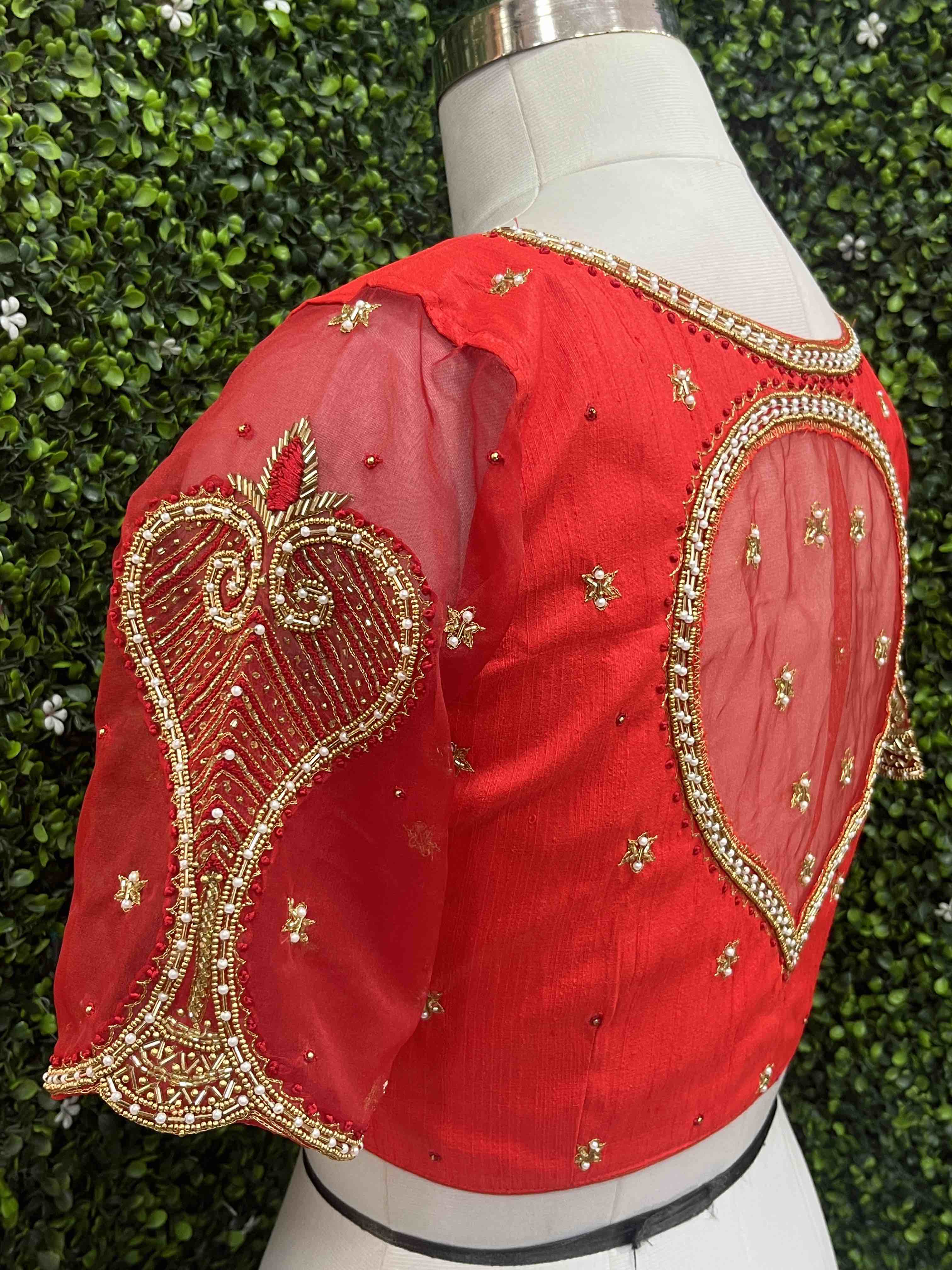 Handwork designer Ari work blouse Red color – SurpriseLadies blouse