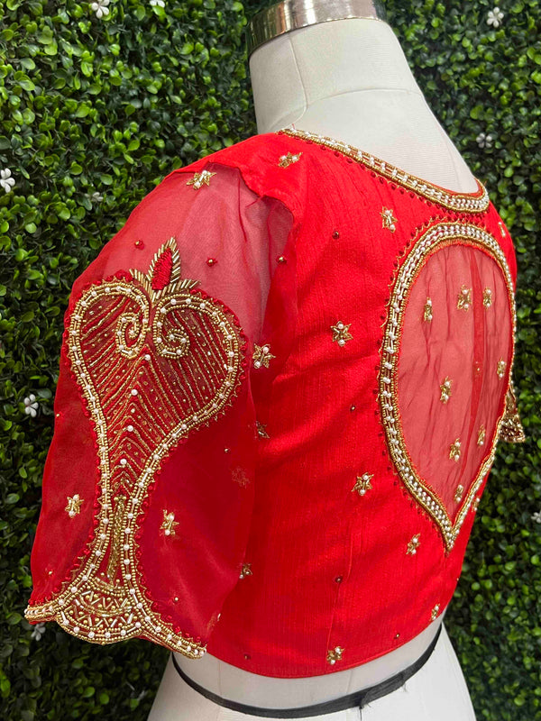 Handwork designer Ari work blouse Red color – SurpriseLadies blouse