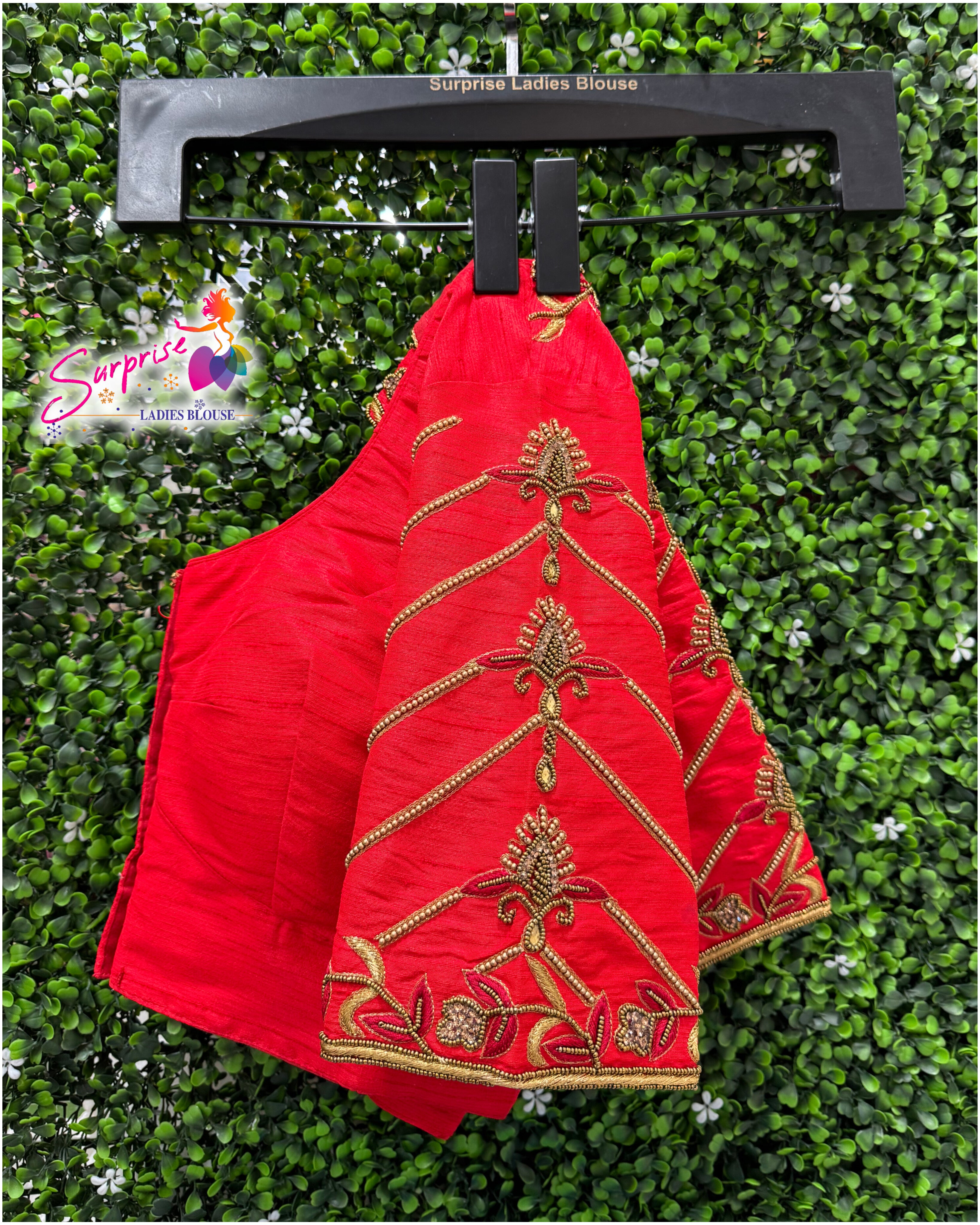 Designer handwork Ari work blouse Red color – SurpriseLadies blouse