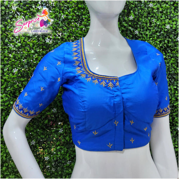 Machine work designer Readymade blouse blue color – SurpriseLadies blouse