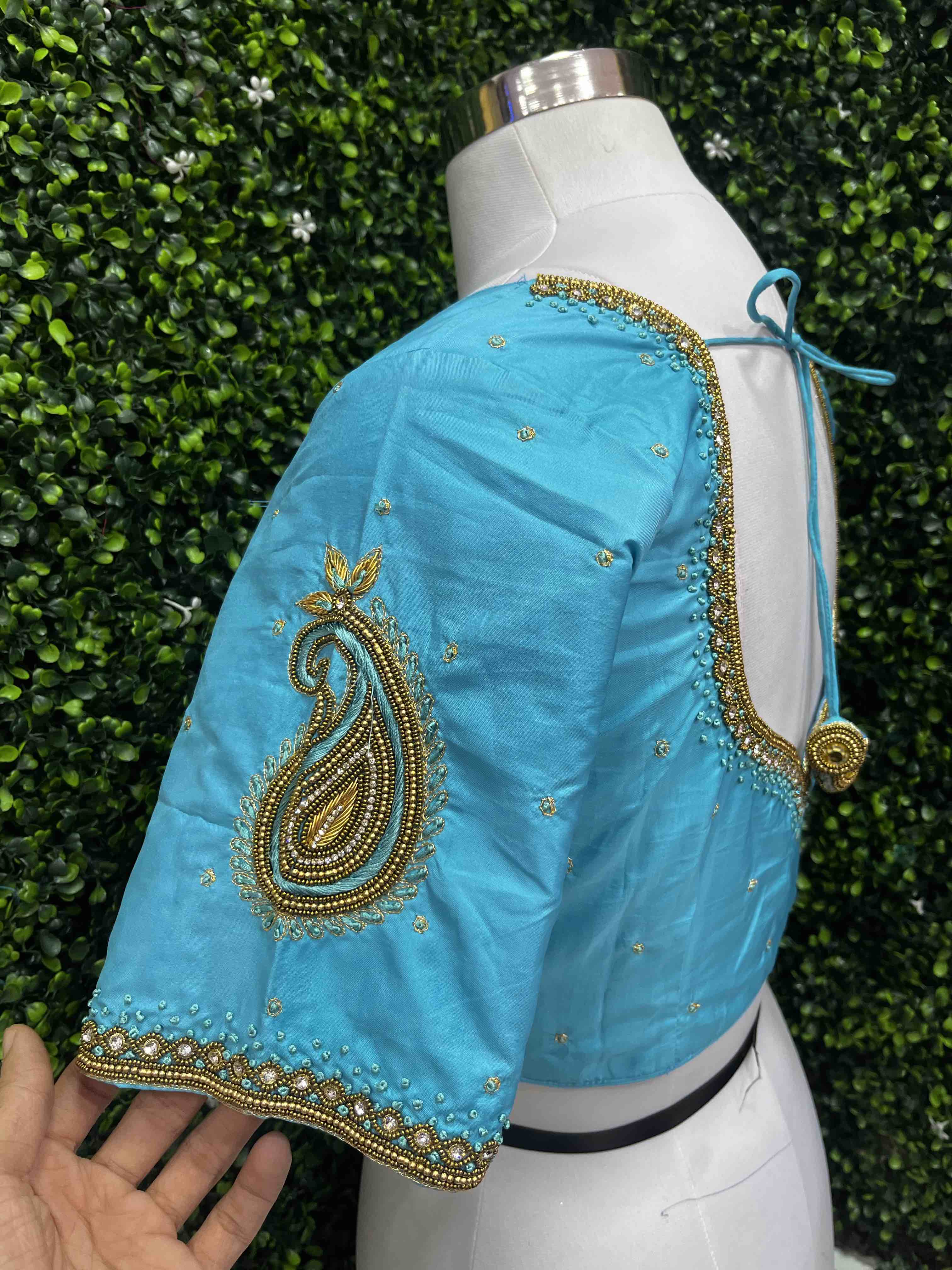 Handwork designer Ari work blouse blue color – SurpriseLadies blouse