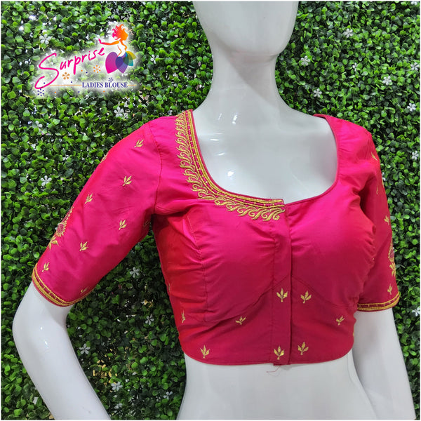 Machine work designer Readymade blouse pink color – SurpriseLadies blouse