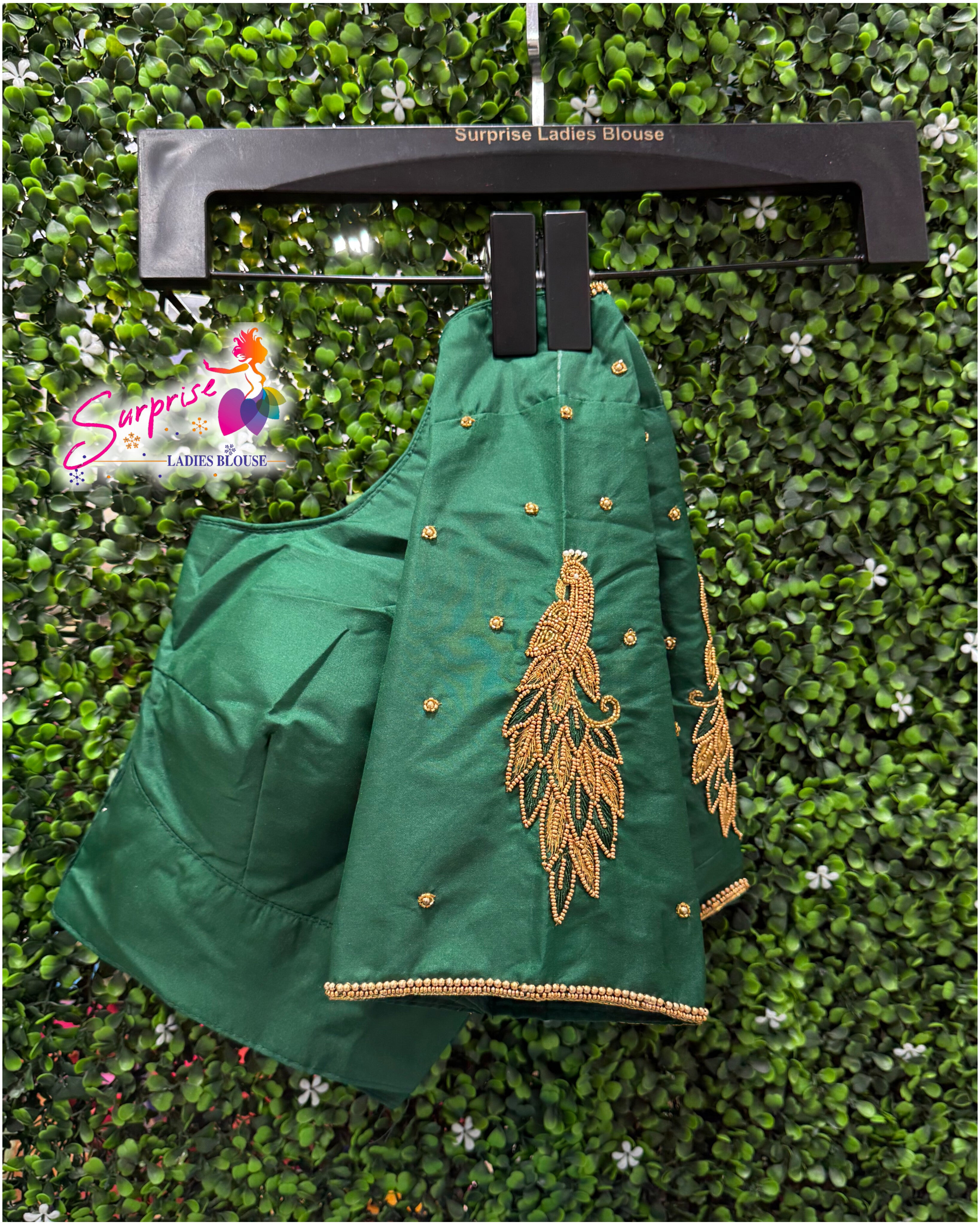 Designer handwork Ari work blouse Green color – SurpriseLadies blouse