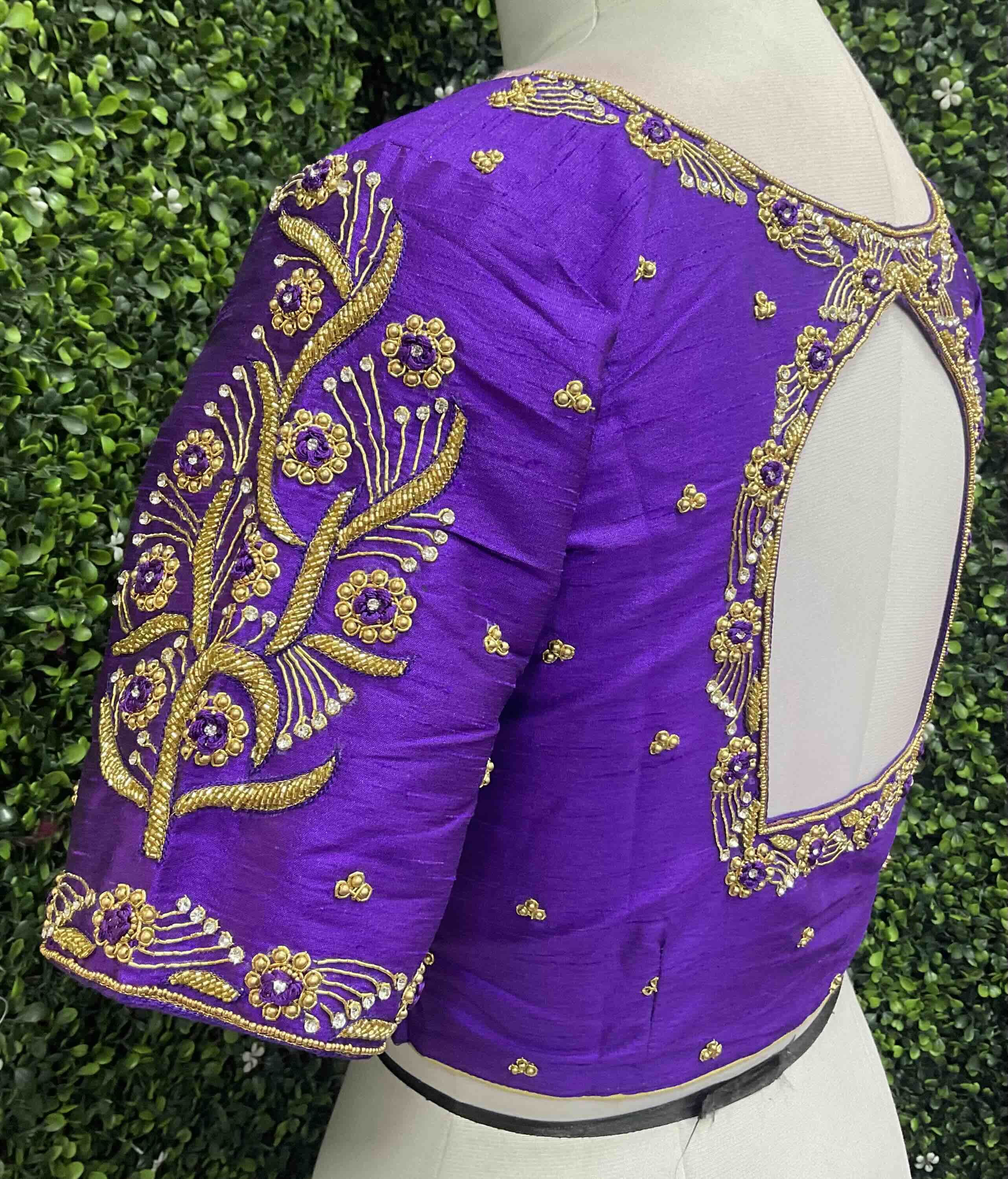 Handwork designer Ari work blouse purple color – SurpriseLadies blouse
