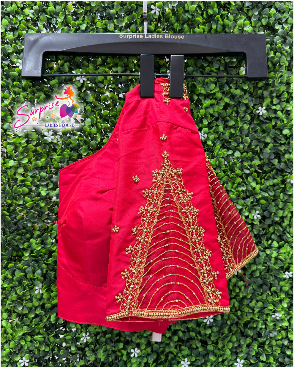 Designer handwork Ari work blouse Red color – SurpriseLadies blouse