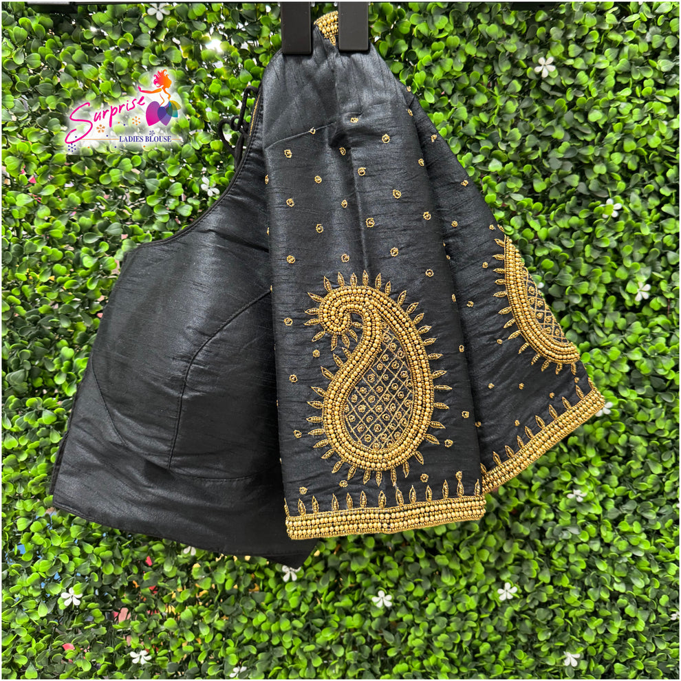 Handwork designer readymade blouse black color – SurpriseLadies blouse