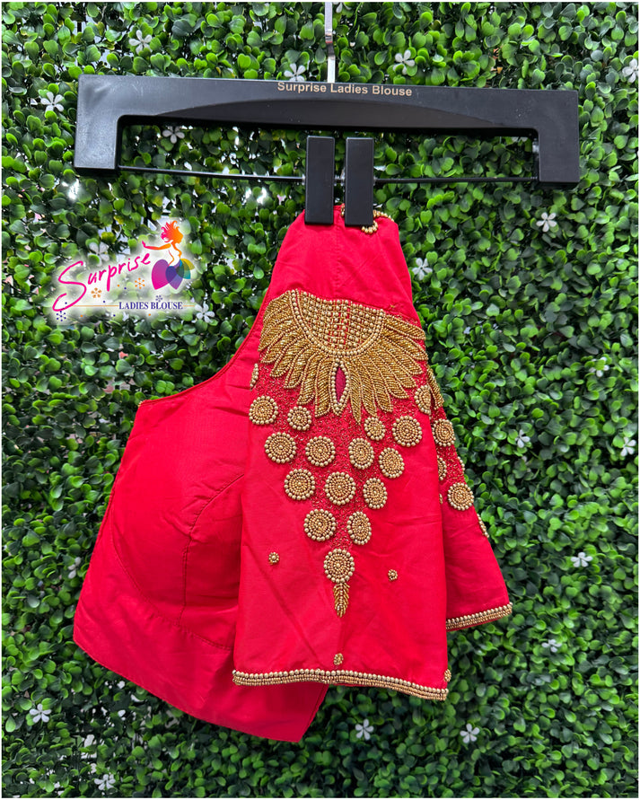 Designer handwork Ari work blouse Red color – SurpriseLadies blouse