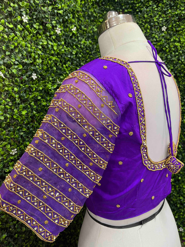 Handwork designer Ari work blouse purple color – SurpriseLadies blouse