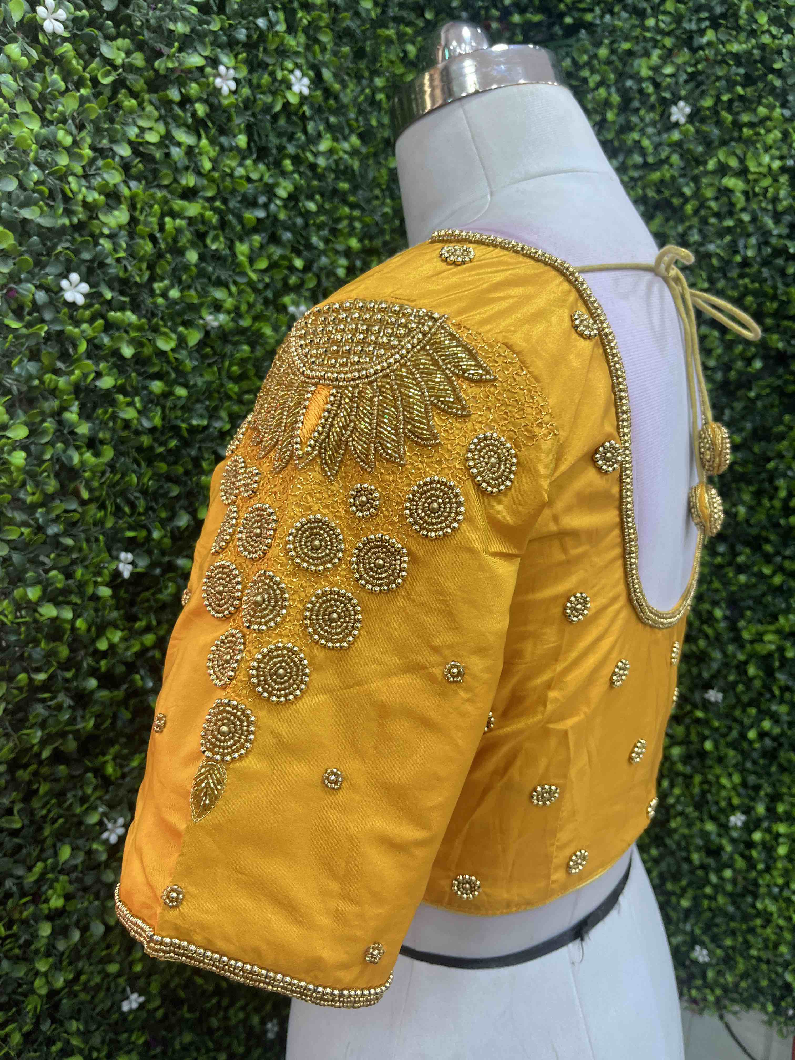 Handwork designer Ari work blouse yellow color – SurpriseLadies blouse