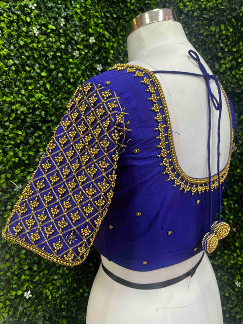 Handwork designer Ari work blouse blue color – SurpriseLadies blouse
