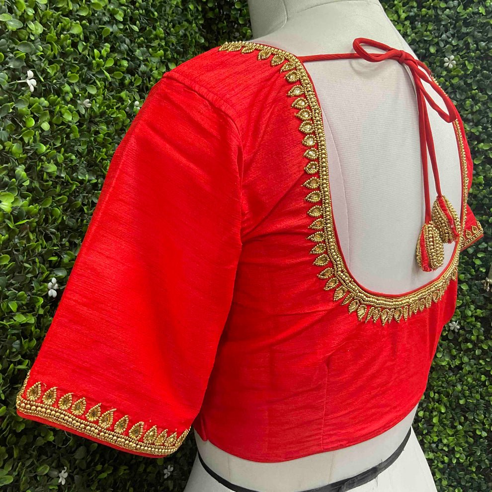 Handwork designer Ari work blouse Red color – SurpriseLadies blouse
