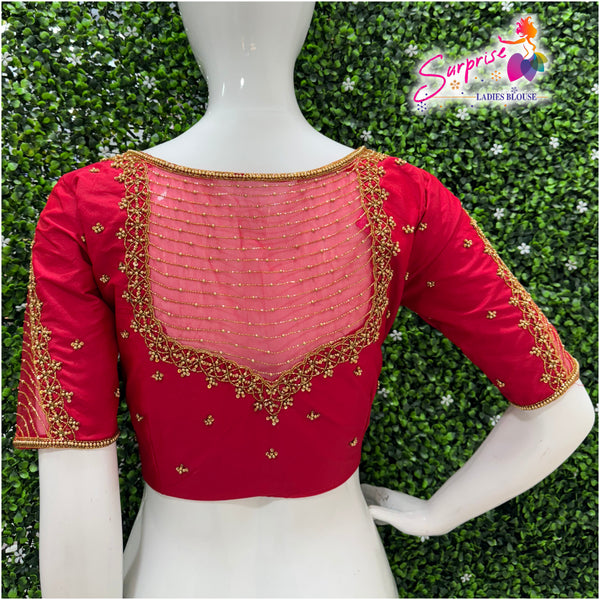 Designer handwork Ari work blouse Red color – SurpriseLadies blouse