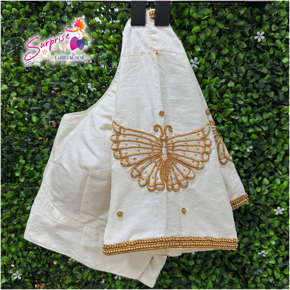 Designer Ari work handwork readymade blouse cream / off white color ...