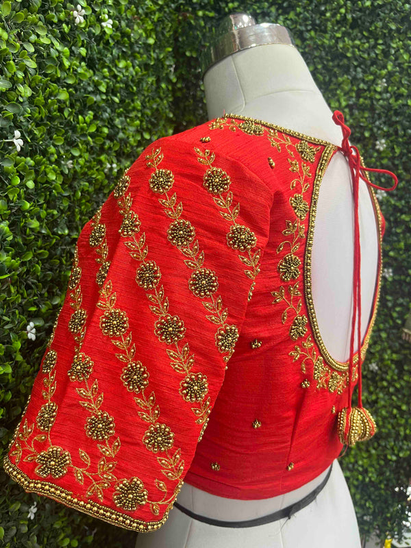 Handwork designer Ari work blouse Red color – SurpriseLadies blouse